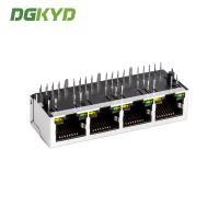 China Metal Shielded Four Port RJ45 Modular Jack 1000 Base-Tx with LED and PCB Mount for sale
