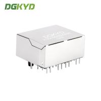 China Multi-Port 1X2 RJ45 Connector with Gigabit Integrated Filter and 10-Pin Gold Plated Contact Pins for sale
