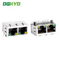 China RJ45 Ethernet Connector Gigabit Integrated Transformer with LED and Metal Shield DGKYD112Q066DA2A1D for sale