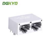 China 1X2 Port Configuration RJ45 PCB Connector with Gold Plating 6u and Right Angle PCB Mount for Communication for sale