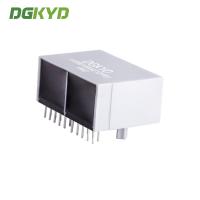 China 1X2 Port Configuration RJ45 PCB Connector with Gold Plating 6u and Right Angle PCB Mount for Communication for sale