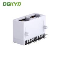 China 1X2 Port Configuration RJ45 PCB Connector with Gold Plating 6u and Right Angle PCB Mount for Communication for sale