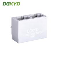China 1X2 Port Configuration RJ45 PCB Connector with Gold Plating 6u and Right Angle PCB Mount for Communication for sale