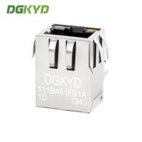 China Tab Down 1x1 Port 1000 Base-T RJ45 Shielded Connector Ethernet LAN Modular Jack with Integrated Magnetics for sale
