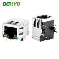 China Tab Down 1x1 Port 1000 Base-T RJ45 Shielded Connector Ethernet LAN Modular Jack with Integrated Magnetics for sale