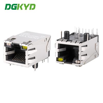China PA66 RJ45 Connector 25.8mm RJ45 Jack with 6U Gold Plating Shielded PCB Ethernet Connector for sale