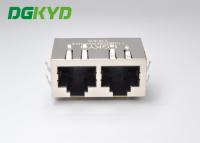 China 1x2 RJ45 Network Connector with Shielded Head-Down Transformer - 100M BASE-T, 8 Position Double Port for sale