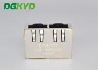 China 1x2 RJ45 Network Connector with Shielded Head-Down Transformer - 100M BASE-T, 8 Position Double Port for sale
