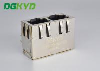 China 1x2 RJ45 Network Connector with Shielded Head-Down Transformer - 100M BASE-T, 8 Position Double Port for sale
