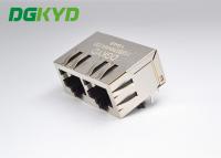 China 1x2 RJ45 Network Connector with Shielded Head-Down Transformer - 100M BASE-T, 8 Position Double Port for sale