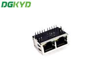 China 1X2 8P10C TAB Down RJ45 Ethernet Connector With LED for sale