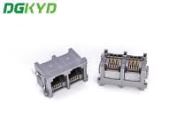China 1x2 RJ45 6P6C Connector 180 Degree with Metal Shield 8P8C Modular Jack for sale