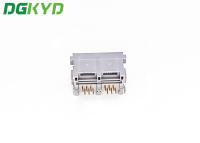 China 1x2 RJ45 6P6C Connector 180 Degree with Metal Shield 8P8C Modular Jack for sale
