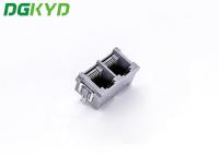 China 1x2 RJ45 6P6C Connector 180 Degree with Metal Shield 8P8C Modular Jack for sale