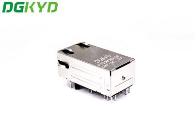 China DGKYD411Q200DB2A2DPC057(5G) RJ45 Ethernet Connector 33mm TAB-UP with Metal Shield and LED Indicators for sale