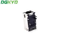 China DGKYD411Q200DB2A2DPC057(5G) RJ45 Ethernet Connector 33mm TAB-UP with Metal Shield and LED Indicators for sale