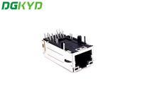 China DGKYD411Q200DB2A2DPC057(5G) RJ45 Ethernet Connector 33mm TAB-UP with Metal Shield and LED Indicators for sale
