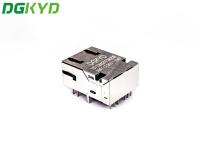 China Metal Shielded 2.5G TAB-DOWN 23.88mm RJ45 Ethernet Connector with LED Indicators - 8 Position Through Hole Mount for sale