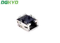 China Metal Shielded 2.5G TAB-DOWN 23.88mm RJ45 Ethernet Connector with LED Indicators - 8 Position Through Hole Mount for sale