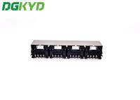 China 180 Degree 1X4 RJ45 Ethernet Connector With LED for sale
