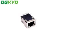 China Single Port TAB-UP SMD RJ45 Connector Socket with LED - 100BASE-T, 265°C Wave Soldering, 350μH Inductance for sale