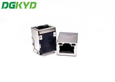 China Single Port TAB-UP SMD RJ45 Connector Socket with LED - 100BASE-T, 265°C Wave Soldering, 350μH Inductance for sale