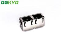 China Double Port 180 Degree RJ45 Connector TAB UP PA66 Housing 1x2 8P8C with LED for sale