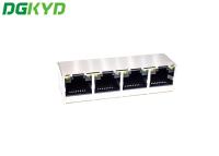 China 1x4 Port 180° TAB-UP RJ45 Network Connector with LED Indicators - 100 Ohm Impedance, 350μH Inductance for sale