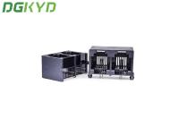 China RJ11 Plastic Black 6P6C Network Port Socket Without Transformer - 10/100/1000BASE-T Double Port 6 Position Connector for sale