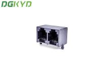 China RJ11 Plastic Black 6P6C Network Port Socket Without Transformer - 10/100/1000BASE-T Double Port 6 Position Connector for sale