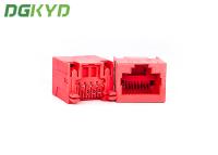 China Red Unshielded RJ45 Single Port Connector 8 Pin 180 Degree G/FU Gold Plating for sale