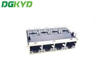 China Multi Port RJ45 Connector with Integrated Magnetics 8P12C PCB PoE Filter 1x4 Ports 265°C Soldering for sale