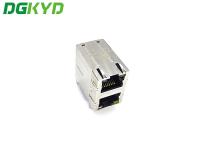 China 1000 Base-T Stacked 2 Port RJ45 Module Jack with LED 10PIN - 100 Ohm Impedance, 350μH Inductance for sale