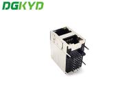 China 1000 Base-T Stacked 2 Port RJ45 Module Jack with LED 10PIN - 100 Ohm Impedance, 350μH Inductance for sale