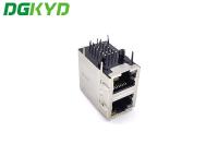 China 1000 Base-T Stacked 2 Port RJ45 Module Jack with LED 10PIN - 100 Ohm Impedance, 350μH Inductance for sale