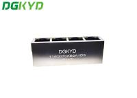 China Metal Shielded Cat 5 Four Port RJ45 Modular Jack 1000 Base-TX with 350uH Inductance and 2250VDC Rating for sale