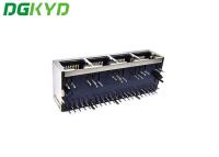 China Metal Shielded Cat 5 Four Port RJ45 Modular Jack 1000 Base-TX with 350uH Inductance and 2250VDC Rating for sale
