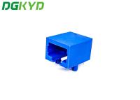 China DGKYD56221118IWD1DY1027 Single Port RJ45 Connector - 10/100/1000BASE-T, 8 Position, Blue PA46 Housing for sale