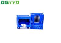 China DGKYD56221118IWD1DY1027 Single Port RJ45 Connector - 10/100/1000BASE-T, 8 Position, Blue PA46 Housing for sale