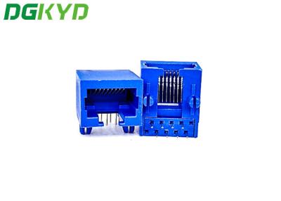 China DGKYD56221118IWD1DY1027 Single Port RJ45 Connector - 10/100/1000BASE-T, 8 Position, Blue PA46 Housing for sale