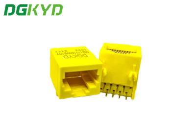China PBT Yellow RJ45 Connector 8-Position Single Port PCB Mount for 10/100/1000BASE-T Networks for sale