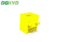 China PBT Yellow RJ45 Connector 8-Position Single Port PCB Mount for 10/100/1000BASE-T Networks for sale