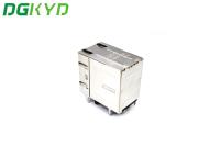 China 2-Port RJ45 Connector with LED Indicators and EMI Filter for Gigabit Ethernet - 350μH Inductance, 2250VDC Rating for sale
