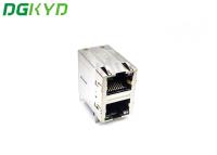 China 2-Port RJ45 Connector with LED Indicators and EMI Filter for Gigabit Ethernet - 350μH Inductance, 2250VDC Rating for sale
