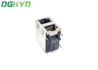 China 2-Port RJ45 Connector with LED Indicators and EMI Filter for Gigabit Ethernet - 350μH Inductance, 2250VDC Rating for sale