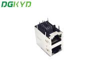 China 2 Port Gigabit RJ45 Connector 2x1 Offset with LED Filter 10Pin 1000Base-T for sale