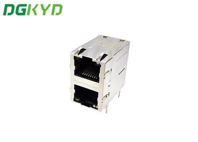 China 2 Port Gigabit RJ45 Connector 2x1 Offset with LED Filter 10Pin 1000Base-T for sale