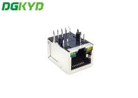 China 10Pin Single Tongue RJ45 Network Socket with LED Black Plastic Shell 1000Base-T for sale