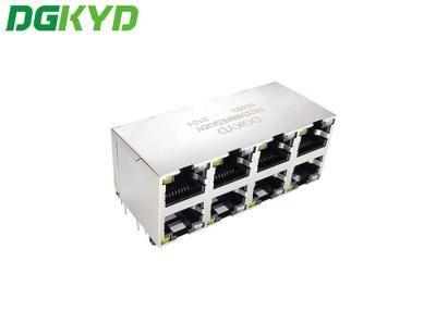 China DGKYD 5921 Shielded RJ45 Connector 2x4 Ports 180 Degree with LED Gold Plating for sale