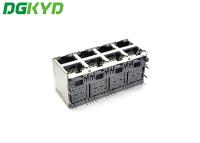 China DGKYD 5921 Shielded RJ45 Connector 2x4 Ports 180 Degree with LED Gold Plating for sale